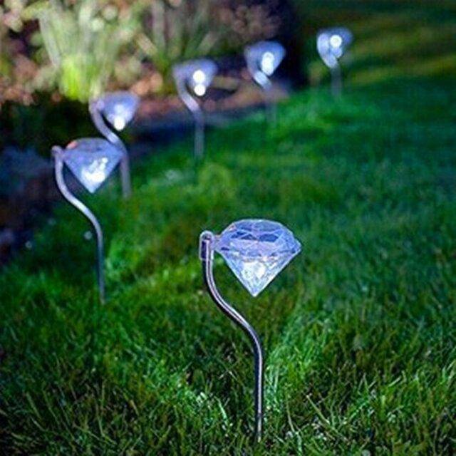 4PCs Outdoor Solar Colorful Diamonds Pathway Lights - Lighting4Home