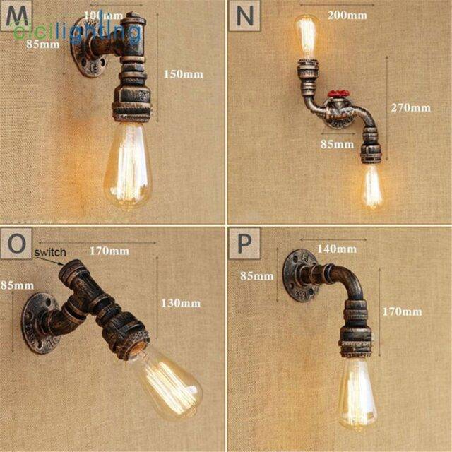 Vintage Industrial Metal Steampunk Water Pipe Wall Lamps