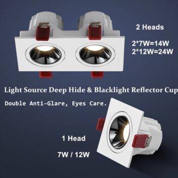 Single/Double Head LED Recessed Ceiling Spotlight Fixtures