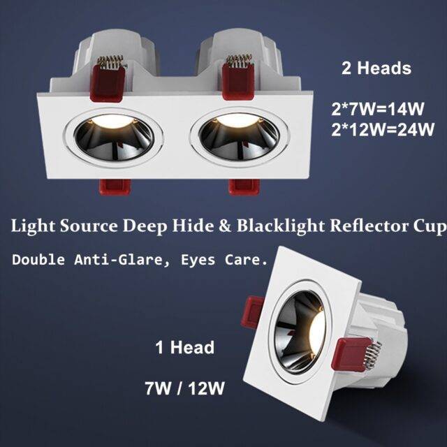 Single/Double Head LED Recessed Ceiling Spotlight Fixtures