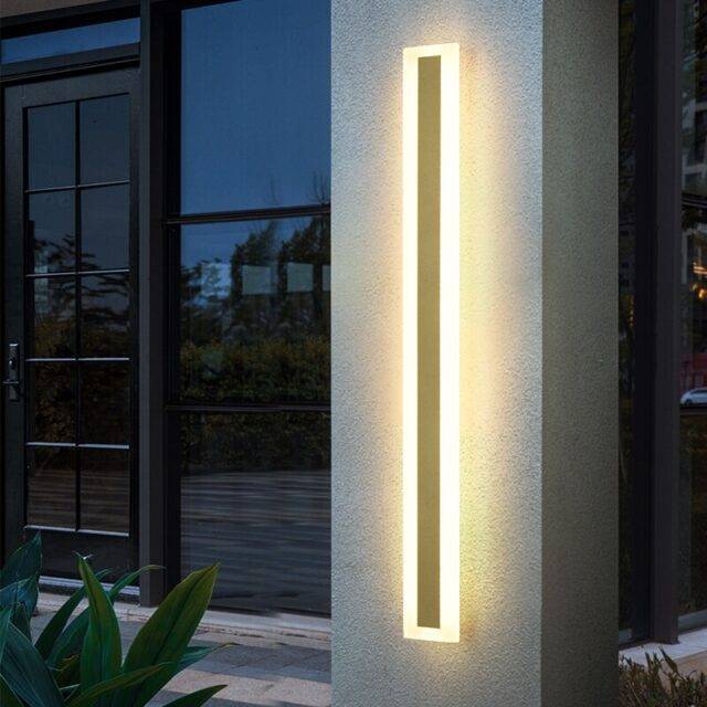 Outdoor LED Golden Long Strip Porch Wall Light - Lighting4Home