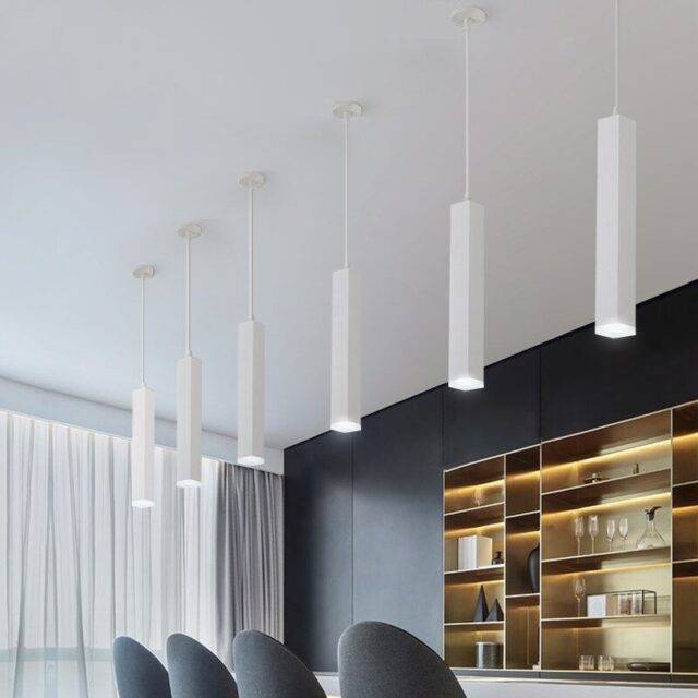 Dimmable Long Square Tube LED Pendant Light - Lighting4Home