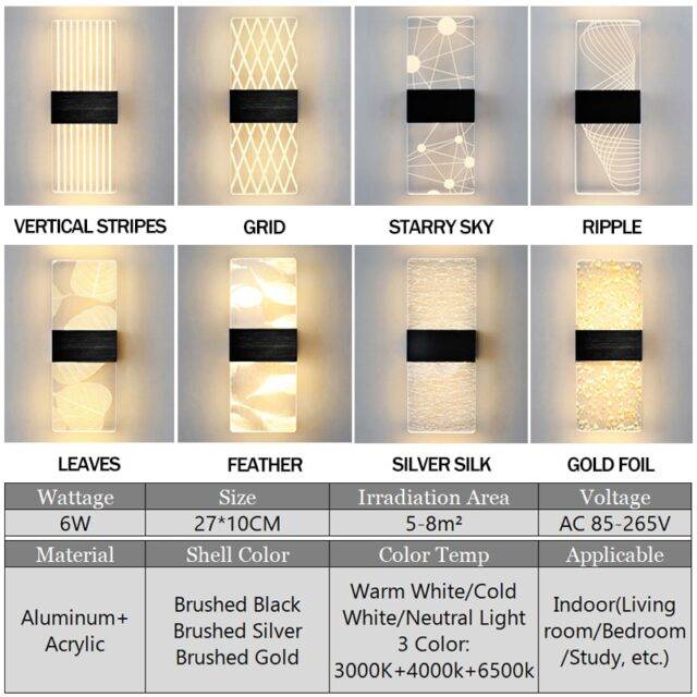 Artwork Pattern Acrylic LED Wall Lights - Lighting4Home