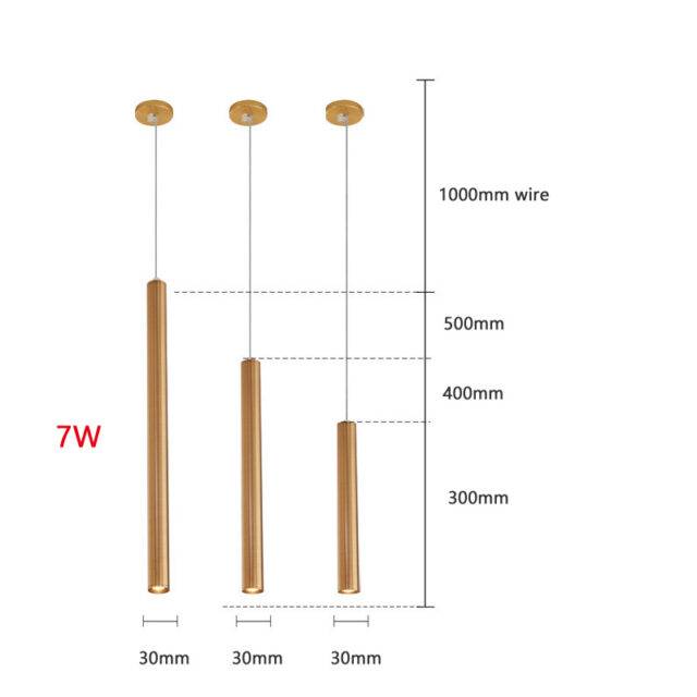 Slim Golden Long Tube Pendant Spotlights - Lighting4Home