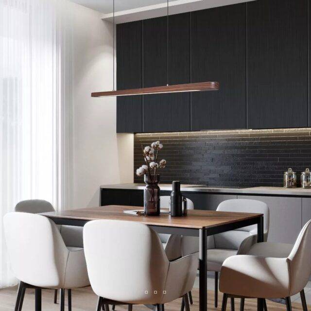 Modern Linear Wooden Pendant Lights - Lighting4Home
